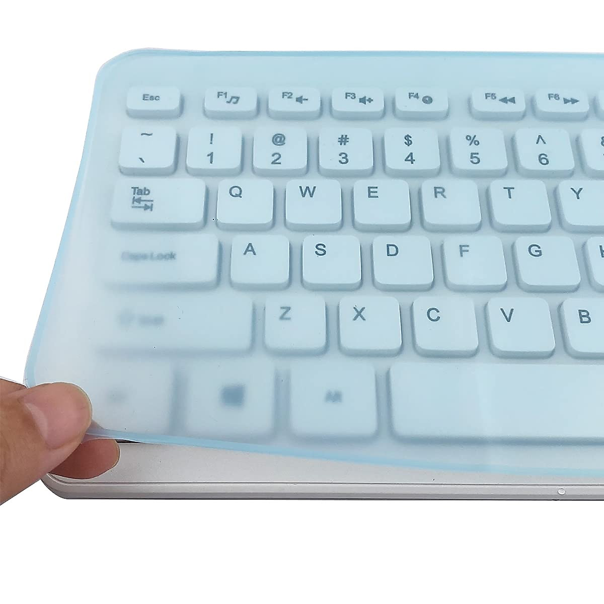 2 Pack Universal Computer Desktop Keyboard Cover Skin for Standard Size PC Computer Desktop Keyboards (Size: 17.52" x 5.51") Clear Waterproof Anti-Dust Silicone-Blue