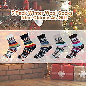 MORECOO Womens Winter Socks Wool Socks Thermal Hiking Winter Boot Warm Thick Cozy Work Socks for Ladies 5 Pairs