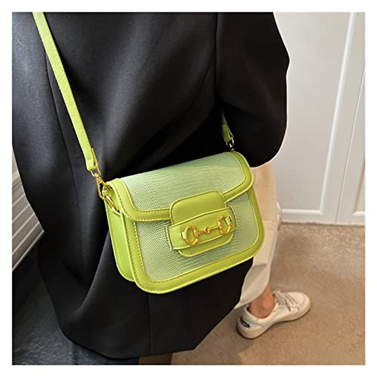 ENMESI Womens Quality PU Leather Shoulder Crossbody Bags Teenage Girls Bag Luxury Square Purses (Color : Black, Size : 8 * 6 * 3inch)