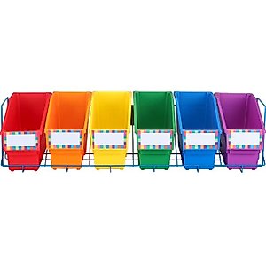 Durable Book and Binder Holders with Stabilizer Wing and Storage Rack - 6 Colors