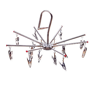 Stainless Steel Hanging Drying Rack Laundry Drip Hanger with 16 Clips for Drying Socks Baby Clothes Towel Clothes Hanger