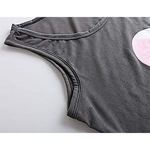 VENTELAN Women Pajamas Cute Heart Tank Top Plaid Shorts Set Summer PJS M