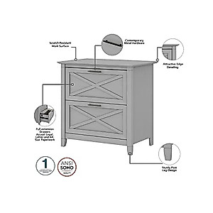 Bush Key West 2 Drawer Lateral File Cabinet, Cape Cod Gray