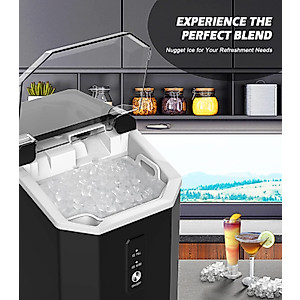 FOOING Nugget Ice Maker Countertop, Crushed Chewable Maker, Self Cleaning Makers with One-Click Operation, 34Lbs/24H, Pebble Portable Machine Scoop for Home Bar Camping RV
