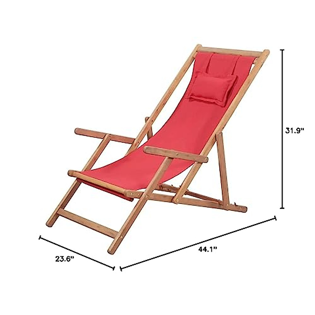 vidaXL Beach Sling Patio Chair, Outdoor Folding Deck Chair with Solid Wooden Frame, Patio Lounge Chair for Balcony, Fabric and Wooden Frame Gray