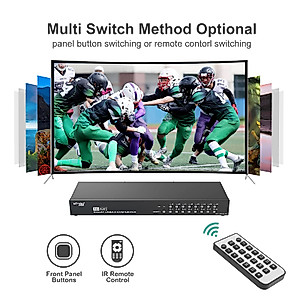 MT-VIKI 16 Port KVM Switch, 16X1 Rackmount KVM Switch VGA, Included 16 KVM Cables & IR Remote, Fit 1U 19'' Rack