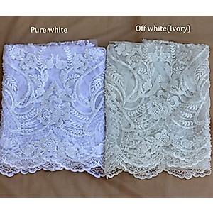 Special Large Patterns Design La Belleza Beading lace Fabric 49" Width Beautiful Easy to Cut for Wedding Dress White lace Fabric Off White 2 Yards