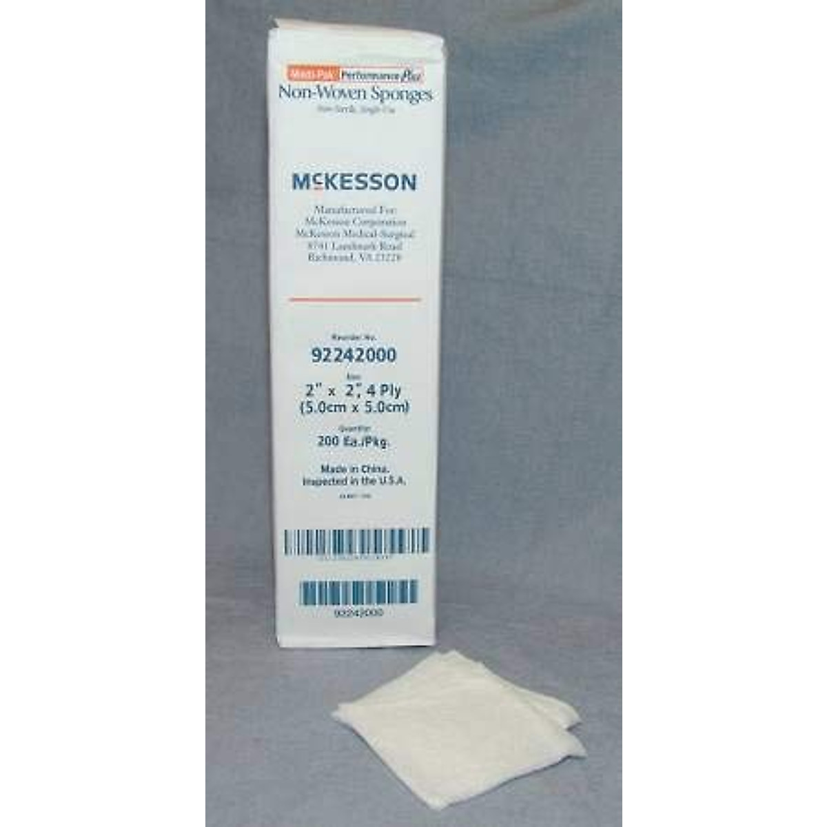 McKesson Non-Woven Sponges, 4-Ply Non-Sterile, Polyester / Rayon Blend, 2 in x 2 in, 200 per Pack, 20 Packs, 4000 Total