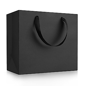 Argivean Black Gift Bags With Handles: 6pcs Large Gift Bags Bulk 12.5x4.5x11 Inch For Wedding Party Birthday Business