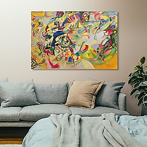 THAELY Modern Abstract Wassily Kandinsky-Composition VII,1913 Wall Art Canvas Paintings Posters And Prints Canvas Painting Wall Art Poster for Bedroom Living Room Decor 24x36inch(60x90cm) Frame-style
