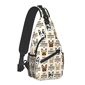French Bulldog Crossbody Sling Backpack Lunch Box Shoulder Chest Urben Sling Bag Travel Hiking Chest Bag Daypack For Women & Men