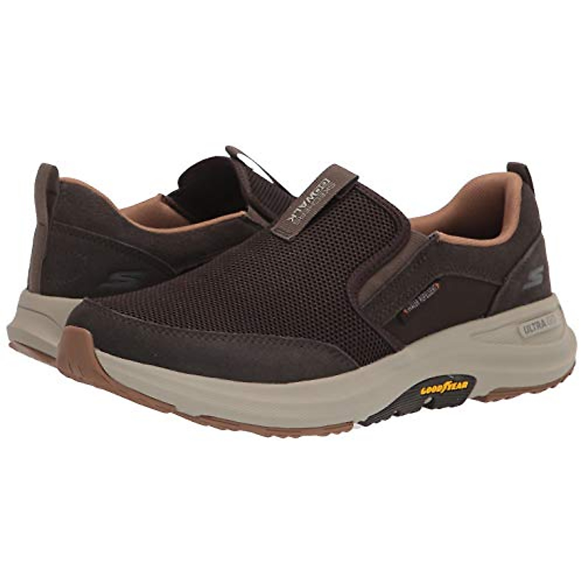 Skechers Men's Go Walk Outdoor-Athletic Slip-On Trail Hiking Shoes with Air Cooled Memory Foam Sneaker, Brown, 10 X-Wide