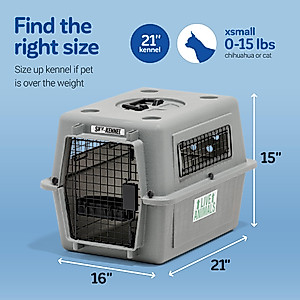 Petmate Sky Kennel - For Air and Travel, Airline Approved Dog Crate for Pets up to 15 lbs, Heavy Duty Dog Kennel, Made in the USA- 21 Inches