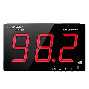 C-Zone SW-526A 30-130db Sound Level Meter Tester 18in Large Screen LCD Display Wall Hanging Type Decibel Noise Measuring with Alarm for Library/Hotel/Theater/Lobby