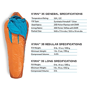 Nemo Kyan Mummy Sleeping Bag, 35 Degree, Regular
