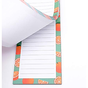 8 Magnetic Notepads - Large Notepads for Grocery List, Shopping List, To-Do List, Reminders, Recipes -Magnetic Back- Memo Notepad with Realistic Fruit Designs | 60 Sheets per Pad 9 x 3.5 inch (8 Pack)