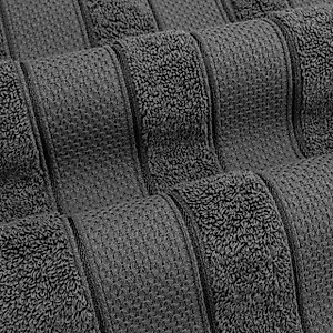 American Soft Linen Salem Bath Towel Set, 6 Piece Towels for Bathroom, 100% Turkish Combed Zero Twist Cotton, 2 Bath Towels 2 Hand Towels 2 Washcloths, Dark Gray