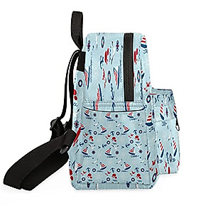 Marine Sailboat Mini Backpack Purse for Women, Anchor Small Fashion Daypack, Casual Lightweight Bag