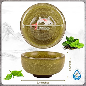 Skyley 6 Pieces Korean Soju Shot Glasses Sets Koi Fish Tea Set Porcelain Koi Fish Tea Cups Korean Ceramic Cups Tea Accessories Drinkware, Handcrafted Ceramic 6 Fish in the Glasses