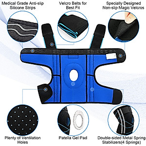 NEENCA Knee Brace for Knee Pain, Adjustable Knee Support with Patella Gel Pad & Side Spring Stabilizers, Knee Wrap for Arthritis, Meniscus Tear, ACL, Knee Pain Relief, Runner, Sport - FSA/HSA Approved