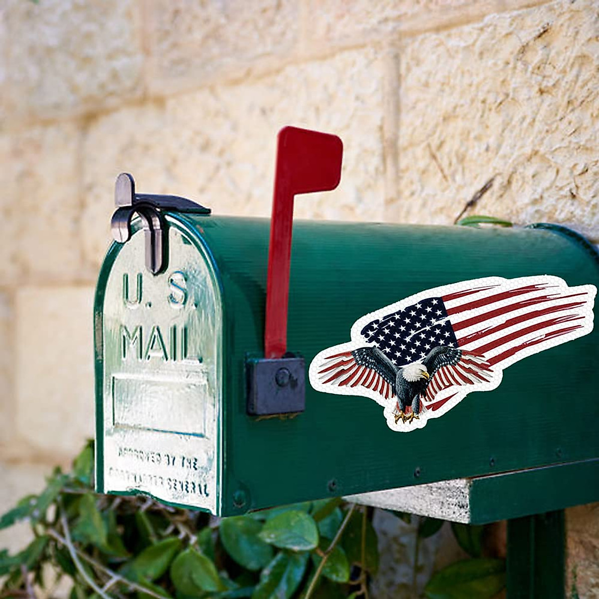 Reflective American Eagle Magnet for Car Waterproof Patriotic Waving USA Flag Magnetic for Auto Truck Vehicle – 10.78" x 5.6" for Military Memorial Day Patriots Veterans Day 4th of July