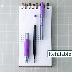 Pilot G2 Retractable Rollerball Gel Pens, Fine Point, 0.7mm, Purple Ink, 6 Count