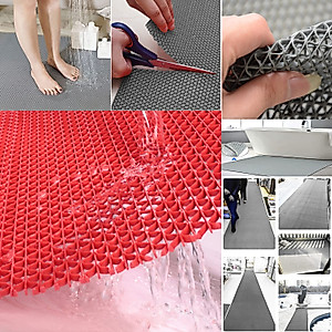 Nisorpa Commercial Drainage Mat 3x10 Ft 0.22'' Thick Non Slip Wet Area Floor Mat Pool Drain Floor Mat Garage Pools Restaurant Bars Bathroom Patio Outdoor Indoor Splash Matting, Grey