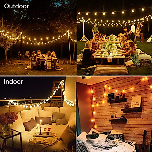 koopower G40 Outdoor String Lights 33.5Ft Globe Patio Lighting, 30 LED Bulbs 8 Mode Dimmable Waterproof Hanging Light with Remote Control for Patio Garden Backyard Balcony Party Home Christmas Decor