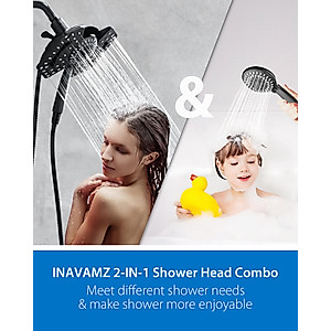 Black Shower Head with Handheld: 2-in-1 Shower Head High Pressure with Rainfall Shower Head Handheld Shower head Detachable Shower Head with Hose, 2.5GPM Double Shower Head Dual Shower Head Cambo