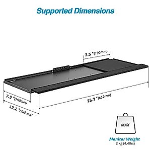 AVLT Single 17”-27” Monitor Steel Keyboard Wall Mount with Large 25.7” Height Adjustable Keyboard Tray - Computer Wall Mount Workstation VESA 75 100 – Soft Wrist Rest and Mouse Pad