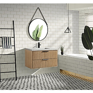 Ari Kitchen & Bath San Diego 36" Floating Bathroom Vanity Weathered Fir