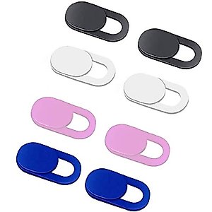 California JOS 8 Pack (2 Black+2 Pink+2 White+2 Blue) 0.027 inch Ultra Thin Webcam Cover Slide Camera Blocker Protect Your Security for Laptop, PC, iPad, iPhone, Mac