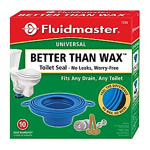 Fluidmaster 7530P8 Universal Better Than Wax Toilet Seal, Wax-Free Toilet Bowl Gasket Fits Any Drain