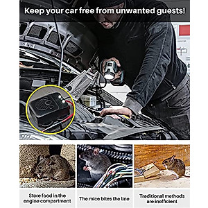 Under Hood Rodent Repeller, Professional Mouse Repellent, Ultrasonic 12V Car Pest Repeller Squirrels, Pack Rat Deterrent for Cars Trucks RV Engine Bay Warehouse Attic with Evictor Strobe Light 2 Pack