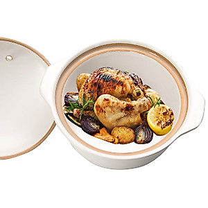 Uniware® Heavy Duty Heat Proof Ceramic Pot, White, (1.25 Liter (7.5"D X 3.5"H / (19cm D x 9cm H))