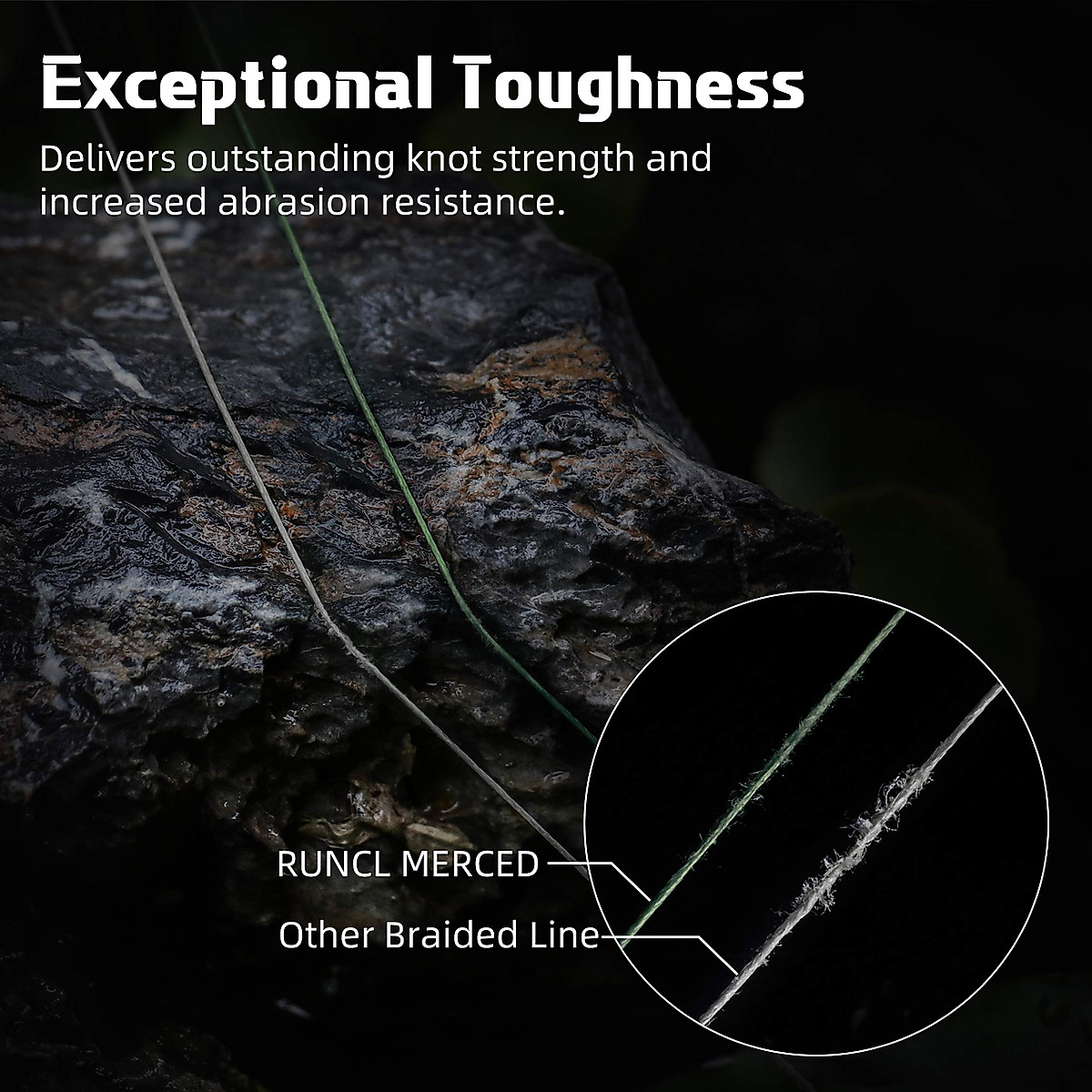 RUNCL Braided Fishing Line Merced, 4 Strands Braided Line - Proprietary Weaving Tech, Thin-Coating Tech, Stronger, Smoother - Fishing Line for Freshwater Saltwater (Moss Green, 20LB(9.1kgs), 500yds)