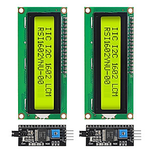 DORHEA 2PCS 1602 16x2 LCD Module Shield Yellow-Green Backlight with IIC I2C Driver Serial Interface and LCD Module Display