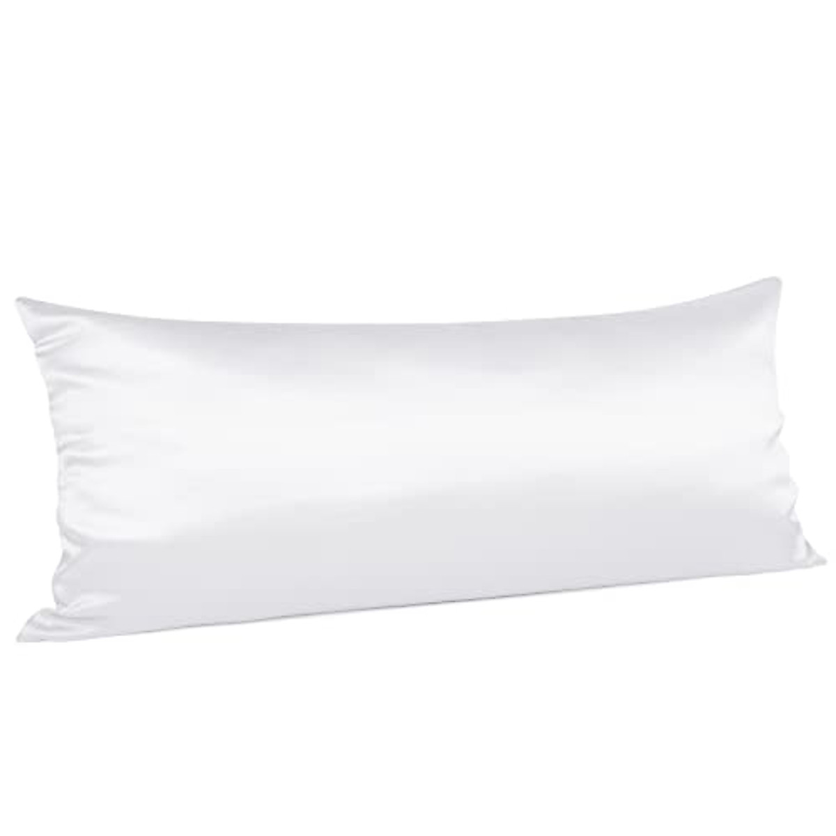 Silk Satin Body Pillow Pillowcase, Silky 20''x54'' Body Long Pillow case for Pregnant Women and Family, Hidden Zipper Closure, White, 1 Pack