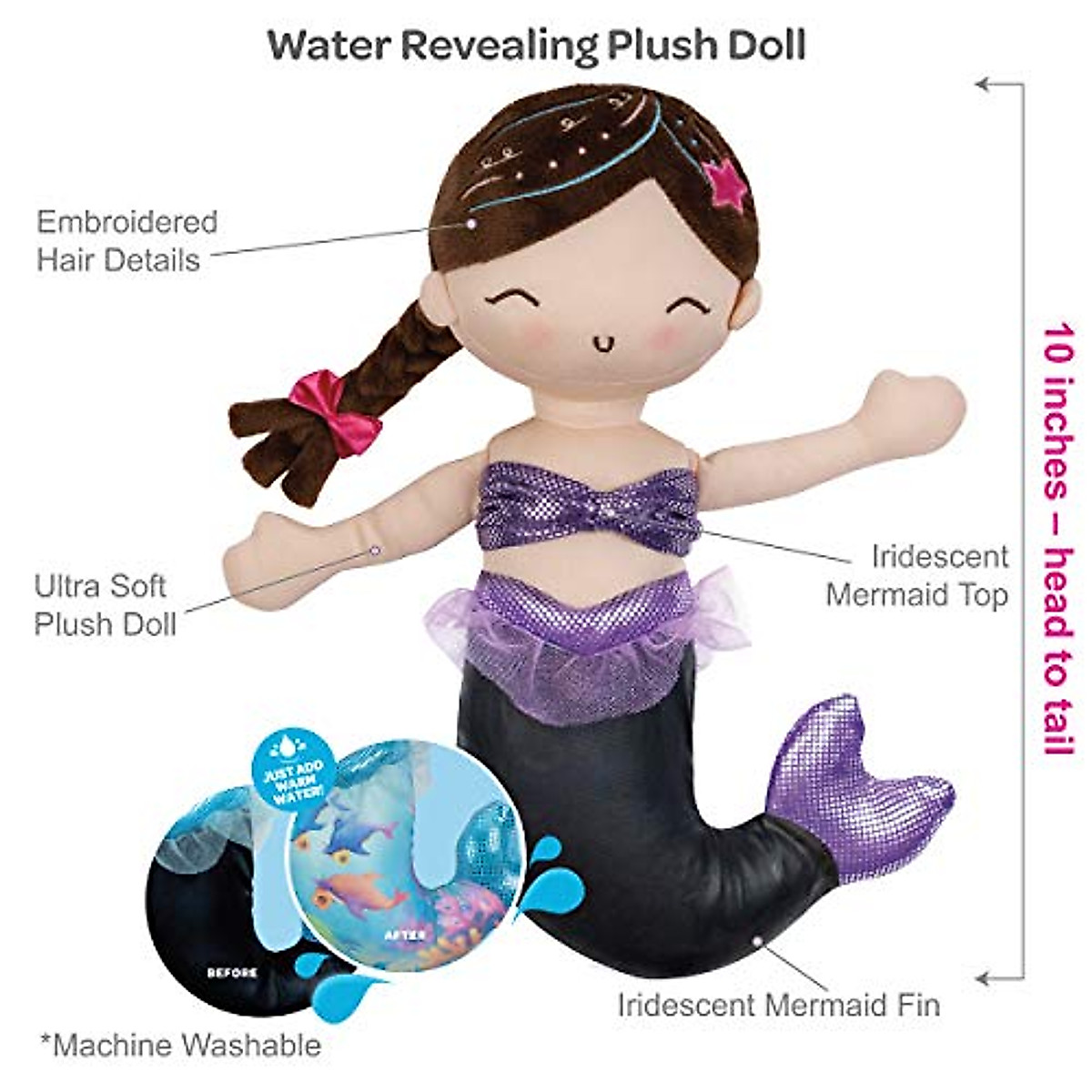 ADORA Mermaid Magic Dolls with Color-Changing Tail, Ultra-Plush Toy Doll Made with Premium and Machine Washable Materials, Birthday Gift for Ages 1+ - Coral