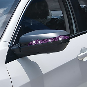4 PCS Bling Rhinestone Car Door Handle Scratch Protector, Universal for All Cars, Vehicles, SUVs, Car Side Rearview Mirror, Car Door Edge Guard, Car Exterior Accessories for Women Men (Purple)