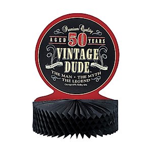 Fun Express Vintage Dude 50th Birthday Centerpiece – Retro Over the Hill Themed Party Decoration – 50th Birthday Celebrations – Ideal Table Settings & Party Décor – Fun & Memorable Design – 1 Piece