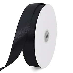 TONIFUL 1 Inch x 100yds Black Satin Ribbon, Thin Solid Color Satin Ribbon for Gift Wrapping, Crafts, Hair Bows Making, Wedding Party Decoration, Sewing, Invitation Cards, Floral Bouquets, Christmas