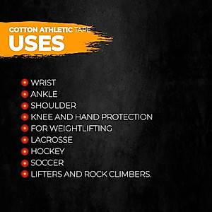 WOD ST-ACST Sports Athletic Tape, White (Pack of 3). Latex-free Self-Adhesive for Wrist, Ankle, Shoulder, Knee, and Hand Protection, for Weightlifting, Lacrosse, Hockey, Football, Lifters, & Climbers.