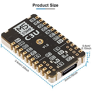 MakerFocus M5Stack M5Stamp C3U Development Kit: 2pcs ESP32-C3 Wi-Fi IoT Development Board Microcontroller for Industrial, Smart Home, wearables, DIY Supports Ar duino ESP32-IDF