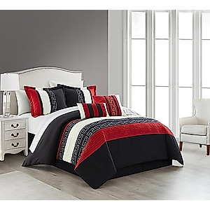 Chic Home CS1223-112-AN Carlton 6-Piece Comforter Set, Queen Size, Black