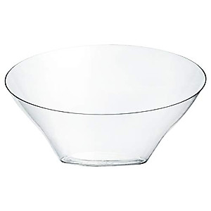 PLASTICPRO Disposable Angled Plastic Bowls Round Small Serving Bowl, Elegant for Party's, Snack, or Salad Bowl, Clear Pack of 8