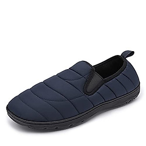 DREAM PAIRS Men's Water-Resistant Winter Warm Slippers, Slip-on Indoor Outdoor Machine Washable House Shoes, Dsl217m, Dark/Blue, Size 7