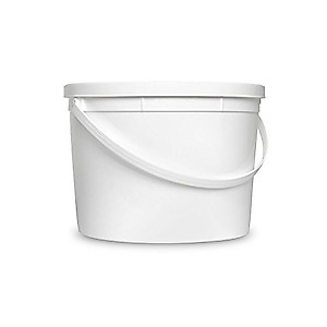 1 Gallon White Bucket & Lid - Set of 12 - Durable 90 Mil All Purpose Pail - Food Grade - Contains No BPA Plastic (1 Gal. w/Lids - 12pk)