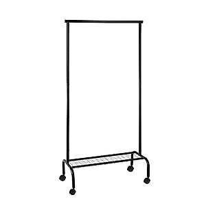 SunnyPoint Durable Compact Rolling Garment Rack with Shelf (GR-1TC, BLK)
