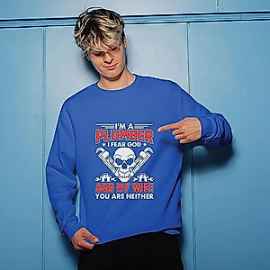 Plumber Sweatshirt Gift for Plumbers Who Fear God and Love Their Wives Navy Muticolor Unisex Sweatshirt